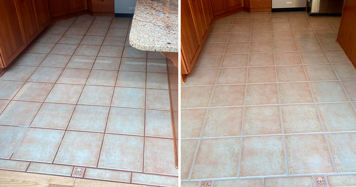 A Phenomenal Grout Sealing Revamped This Dingy Kitchen Floor in ...
